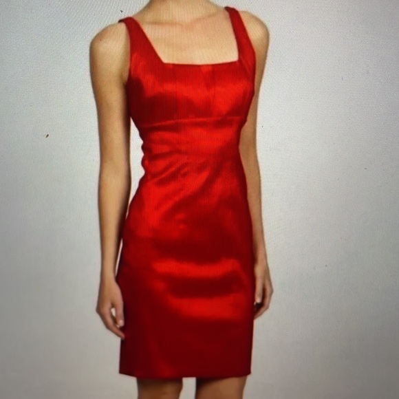 Calvin Klein | Dresses | Calvin Klein Rouge Red Satin Cocktail Dress Sz ...